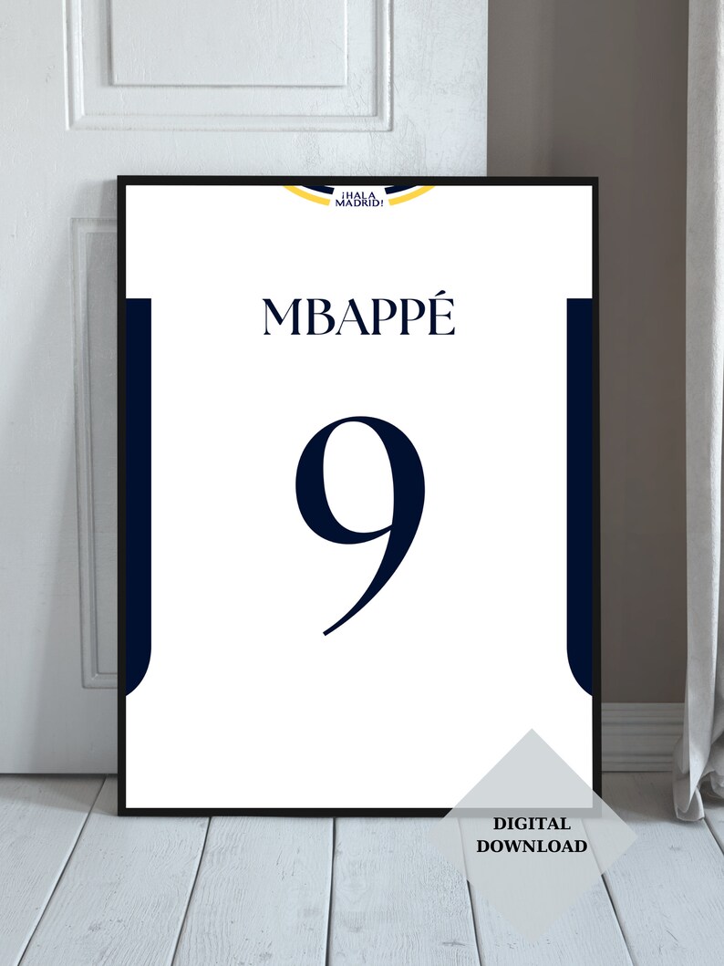 Printable Kylian Mbappe Jersey, Real Madrid Football Wall Poster - Etsy