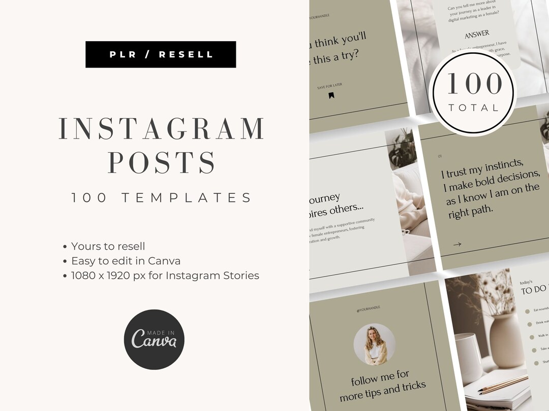 PLR Canva Template Instagram Post Resell IG Done for You - Etsy