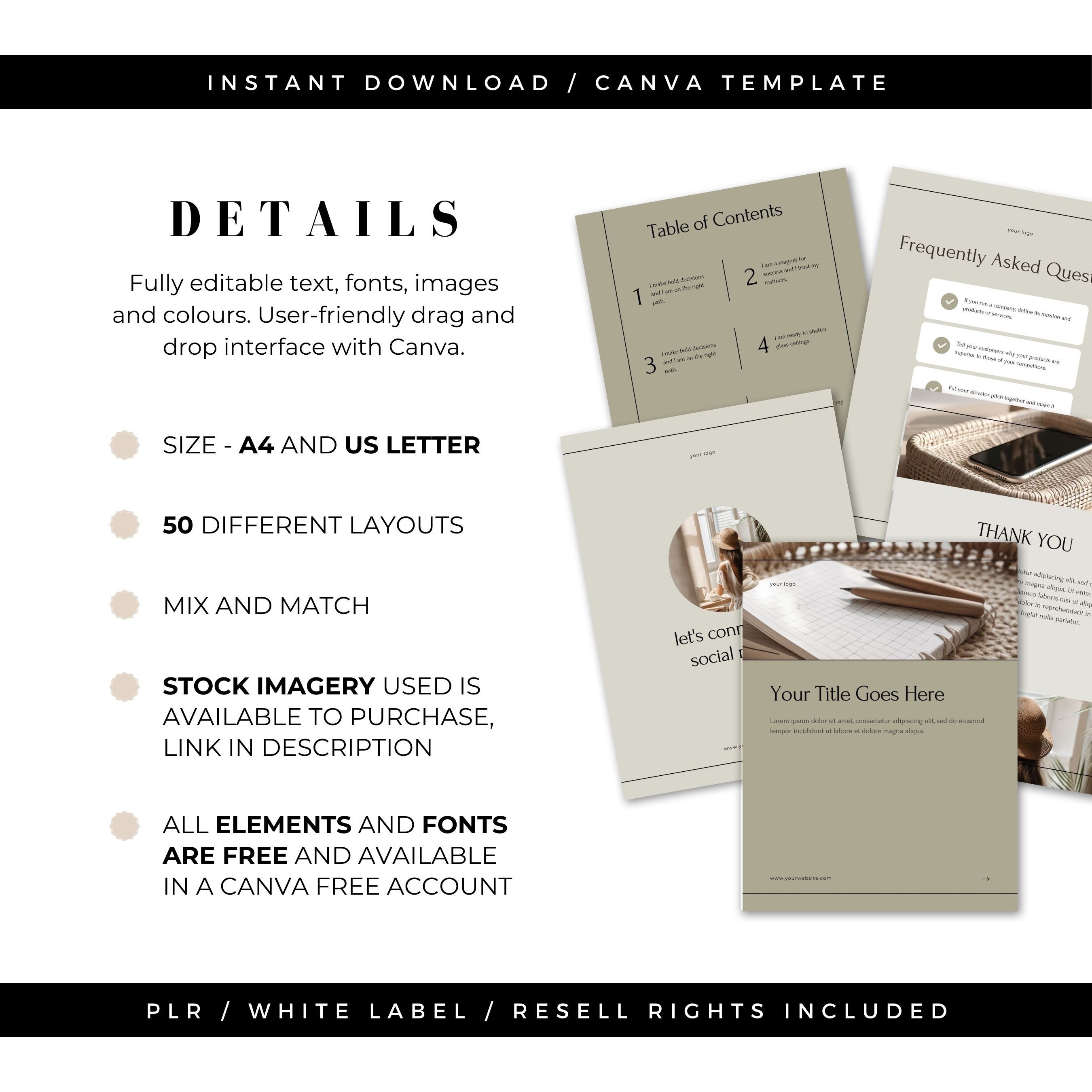 PLR Resell Template Bundle Canva Minimalist Ebook & Social Media ...