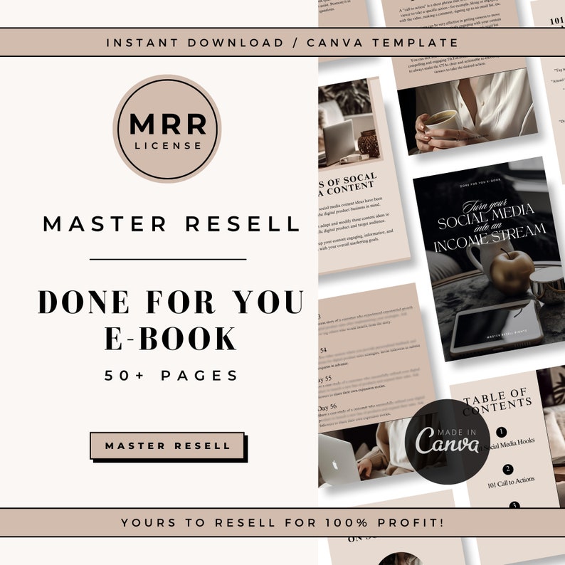 Faceless Ebook Master Resell Rights Canva Template Done for You Digital Products to Sell - Etsy