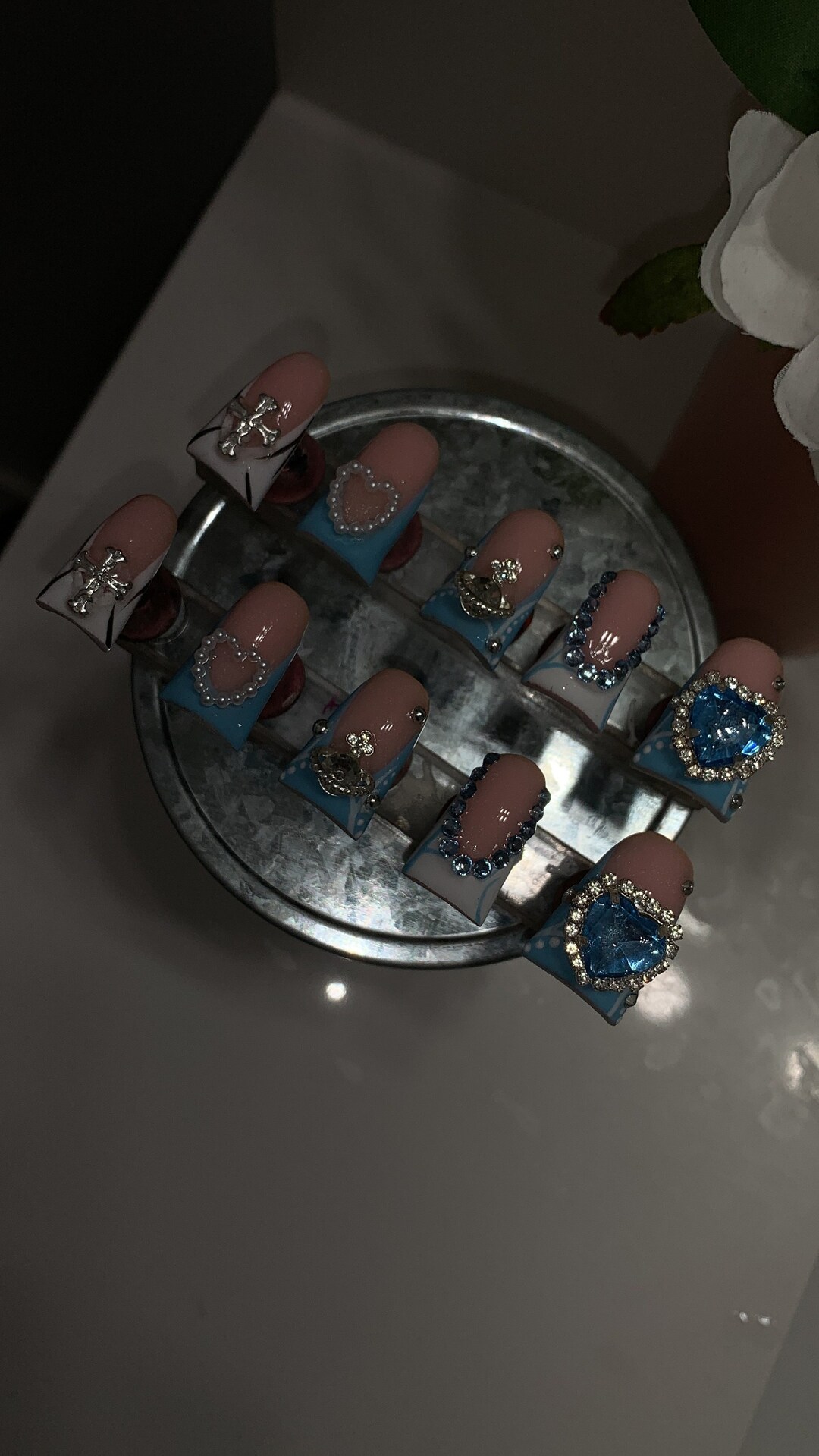 Light Blue Duck Press on Nails With Designs - Etsy