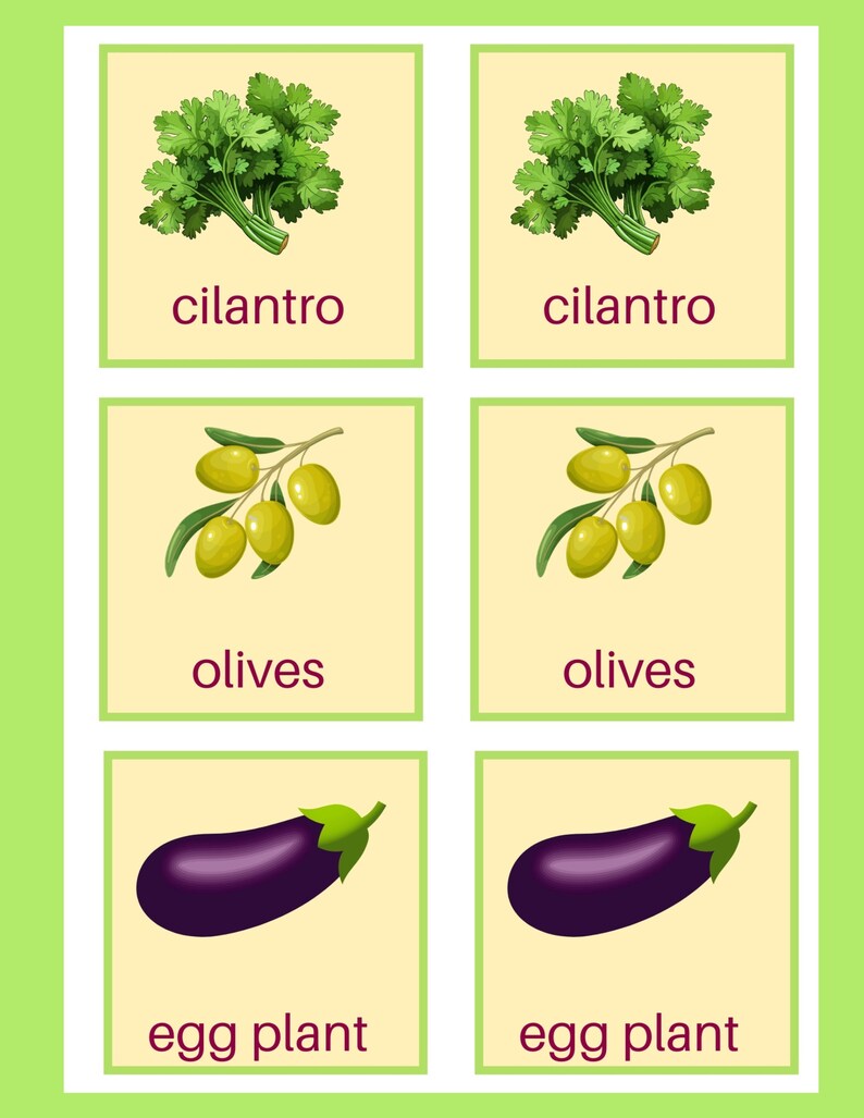 Vegetable Memory Cards, Activity Kids, Learning Home, Memory Cards ...