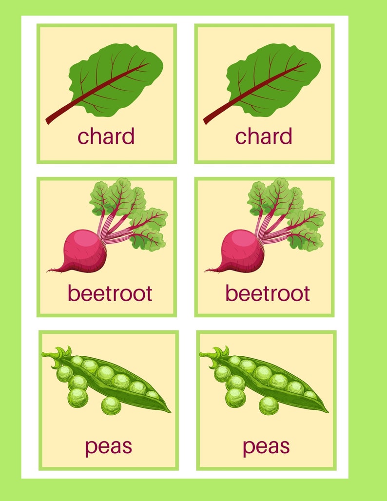 Vegetable Memory Cards, Activity Kids, Learning Home, Memory Cards ...