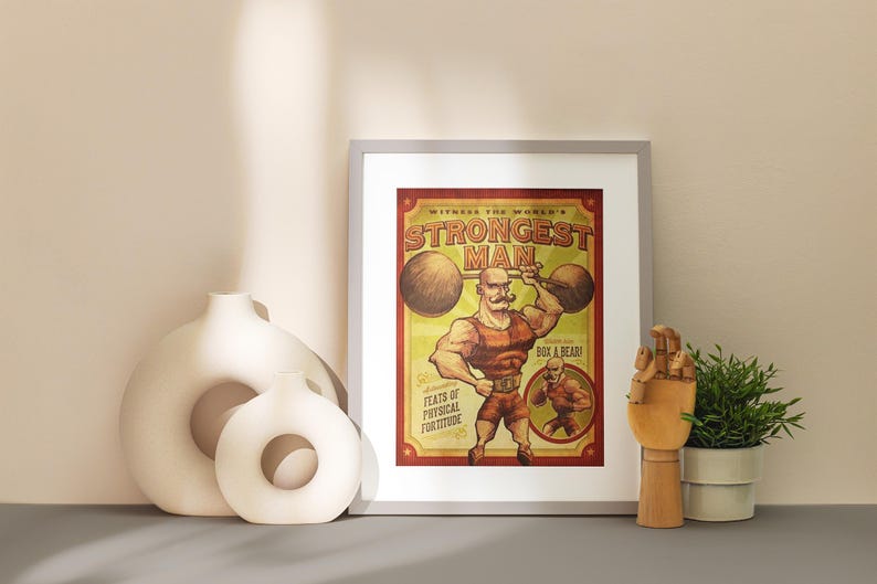 Vintage Circus Poster "the World's Strongest Man" - Digital Download - Etsy