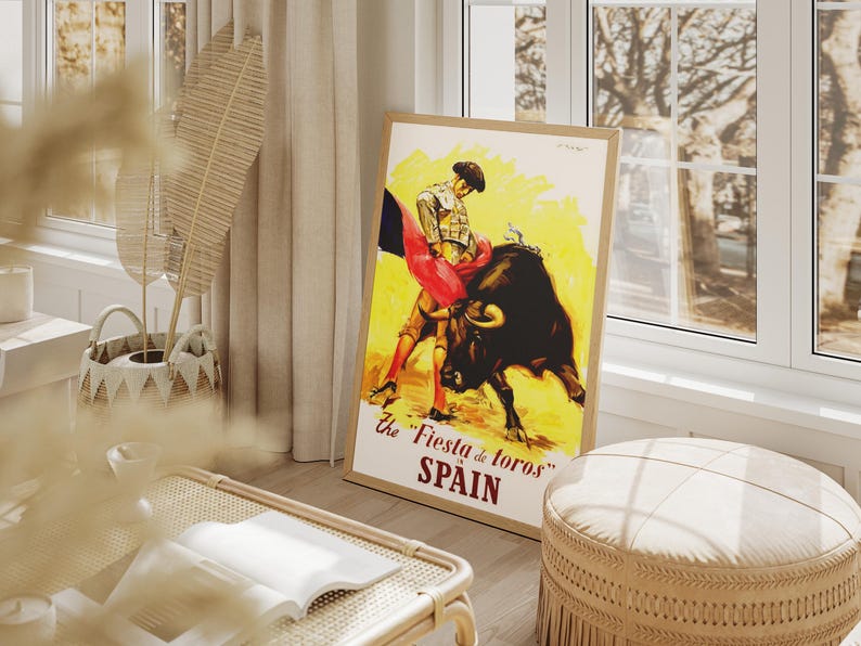 Vintage "fiesta De Toros" Poster - Spanish Bullfighting Art - Etsy