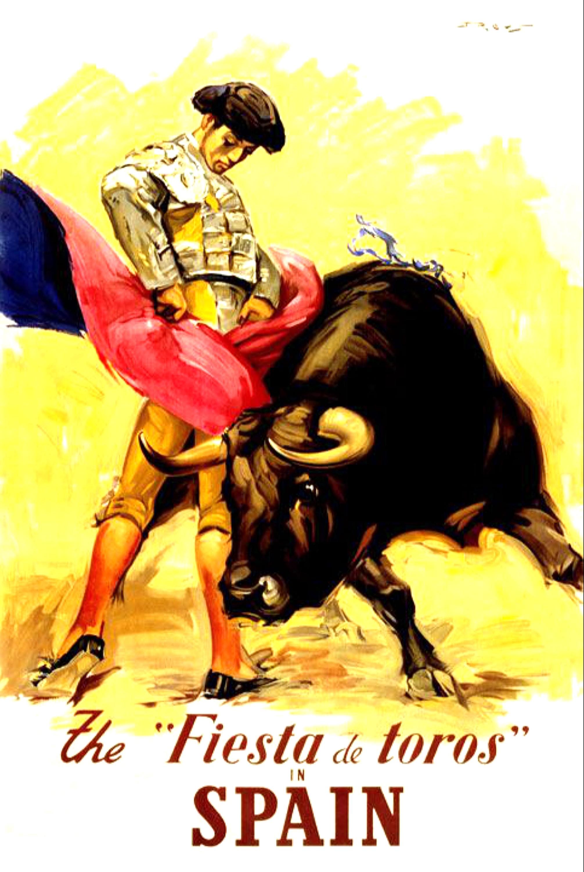 Vintage "fiesta De Toros" Poster - Spanish Bullfighting Art - Etsy