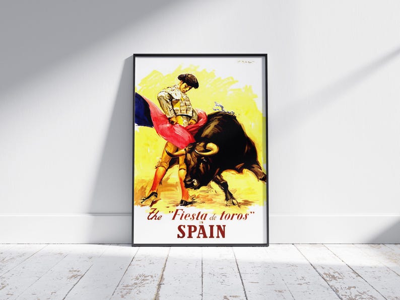 Vintage "fiesta De Toros" Poster - Spanish Bullfighting Art - Etsy