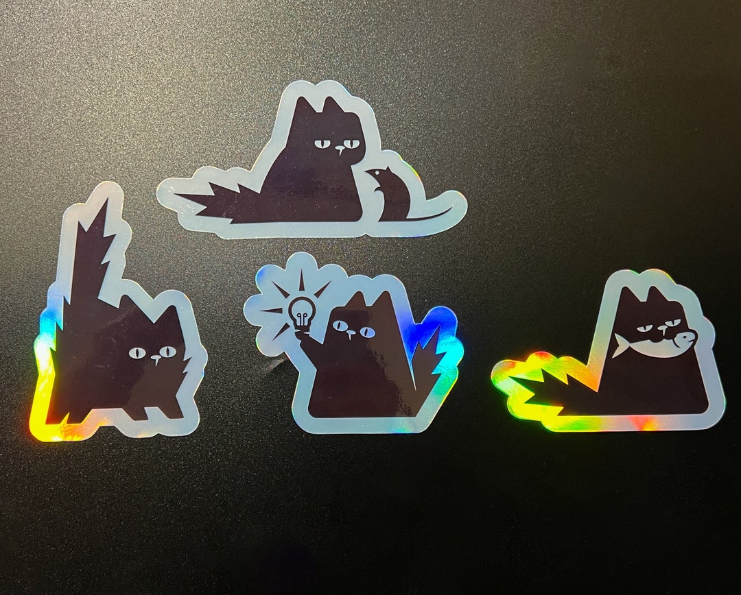 4-pack Holographic Cat Stickers cats in the Wild. Stunningweather Proof ...