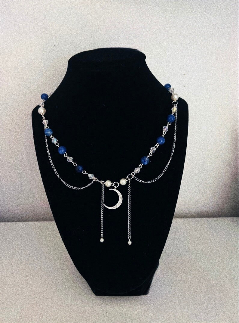 Whimsigoth Blue Moon Layered Necklace - Etsy