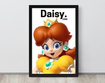 Princess Daisy, Super Mario, Watercolor Game Poster, Digital Art Print ...