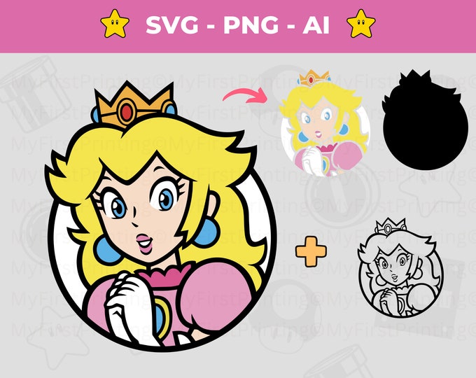 Princess Peach SVG, Instant Download, Svg Png Dxf, Cricut, Cameo ...