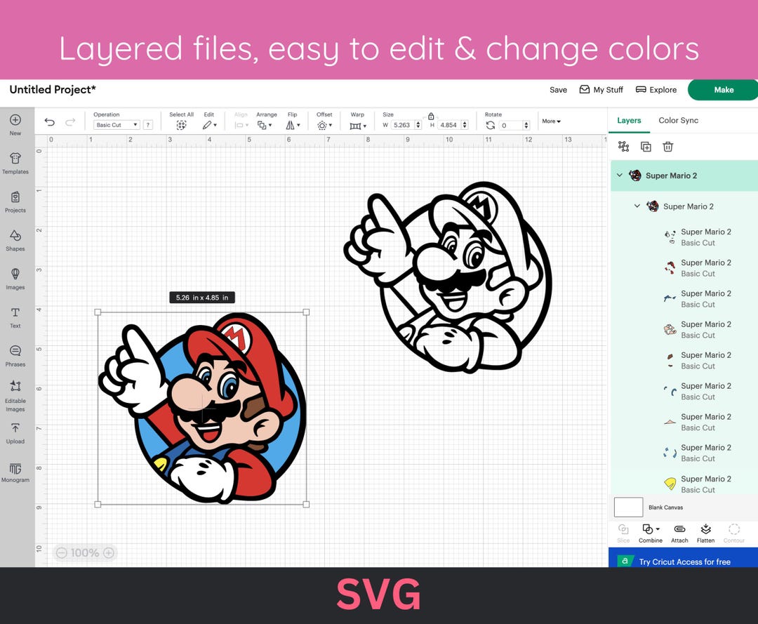 Super Mario Bros Outline Vector Cut File Digital SVG for Cricut and ...