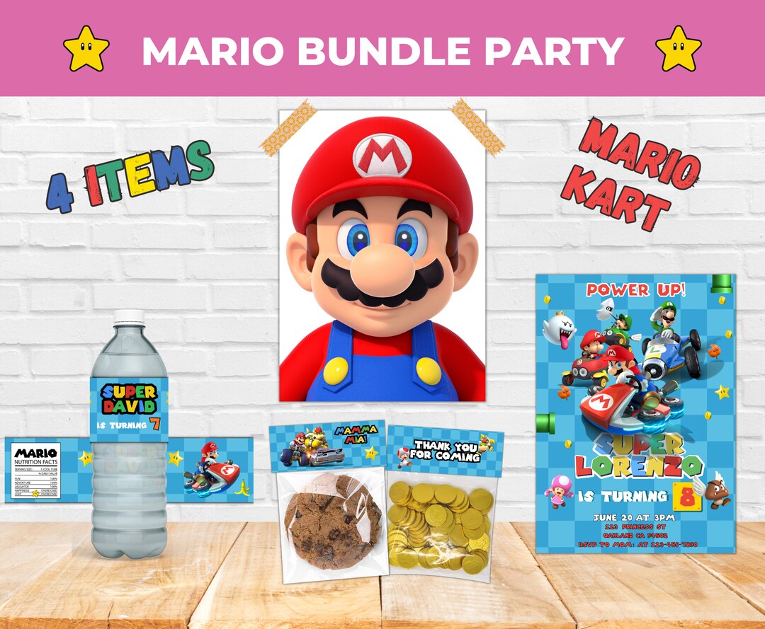 Super Mario Party Bundle Kit for Kids Mario Invitation Card Super Mario ...