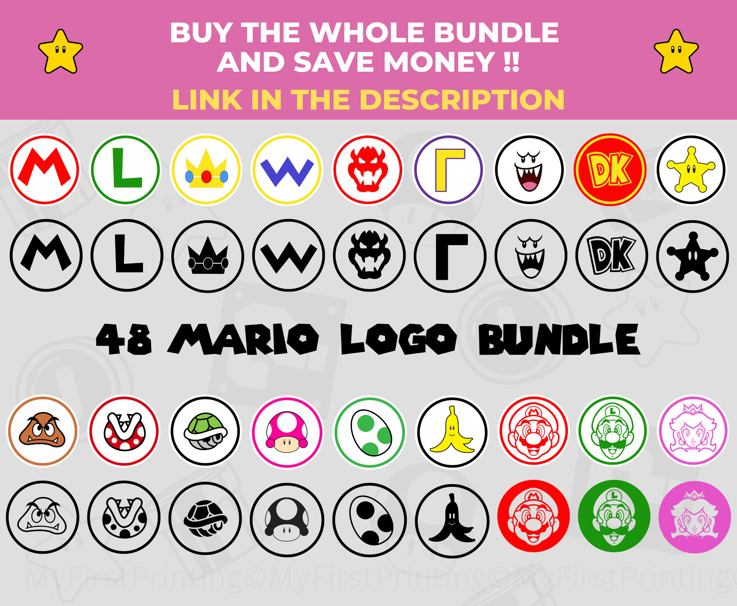 Bowser Wario & Waluigi Logo SVG Mario SVG Instant Download - Etsy Canada