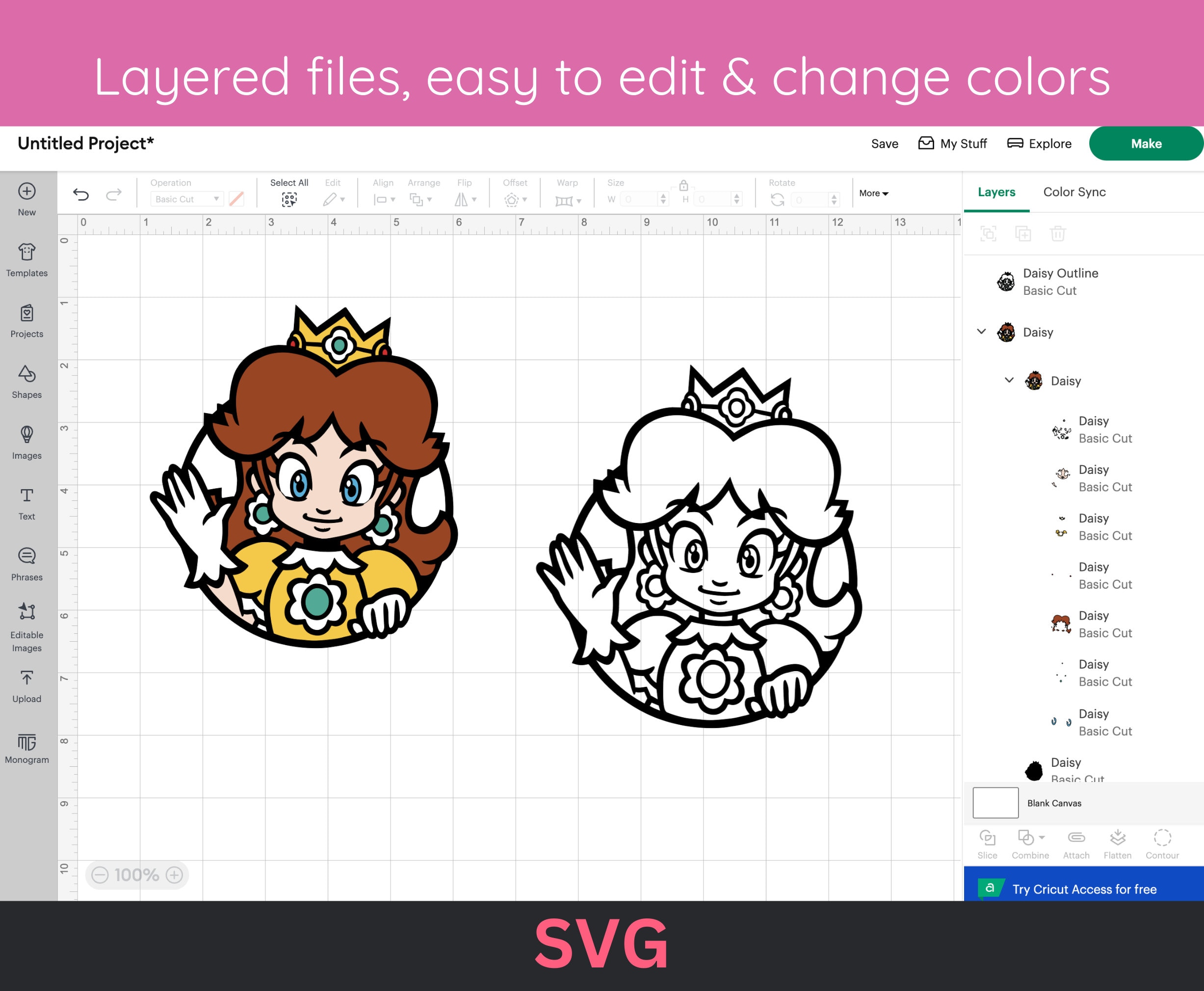 Princess Daisy SVG: Mario Brothers Vinyl Cut File (digital Download) - Etsy