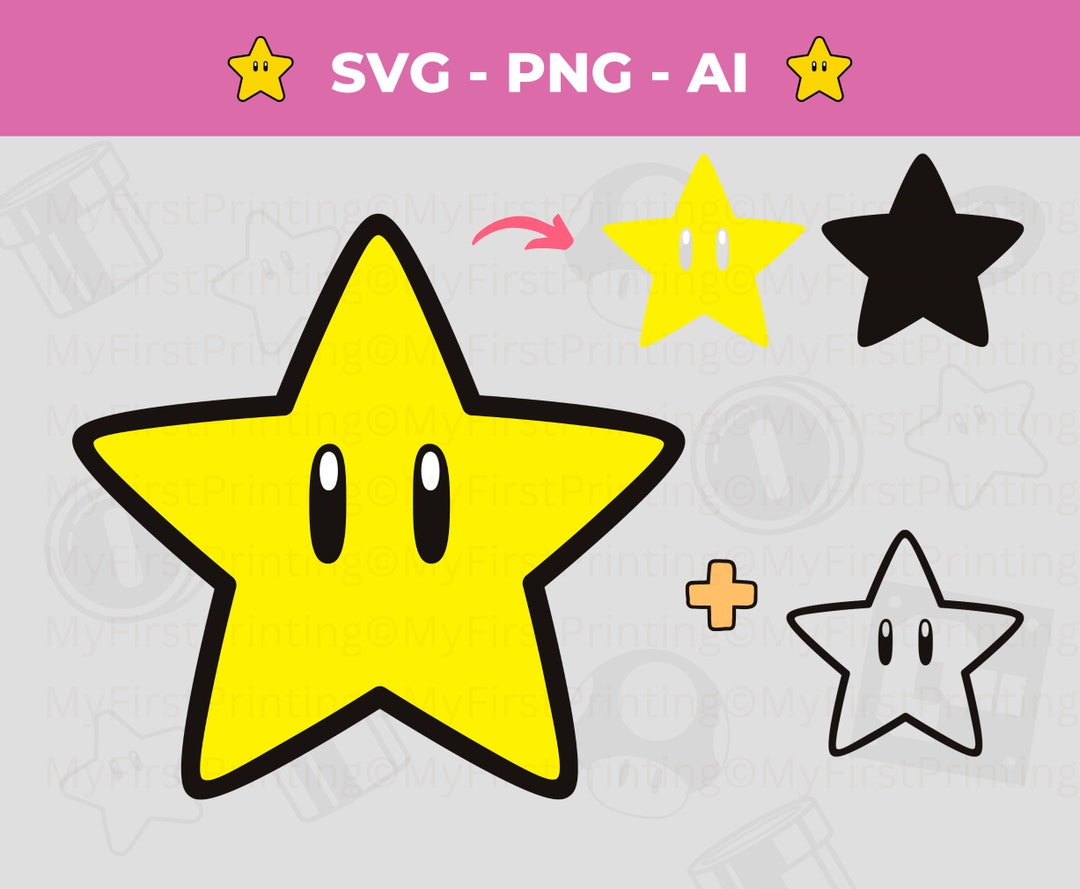 Digital Mario Super Stars Vector Cut File - SVG for Cricut and ...