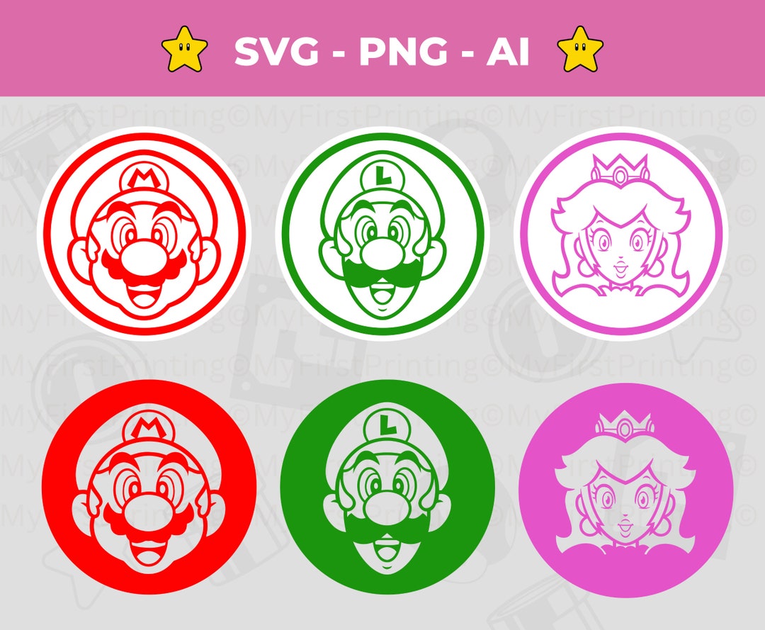 Super Mario Bros SVG Bundle, Luigi, Princess Peach, Super Mario Png ...