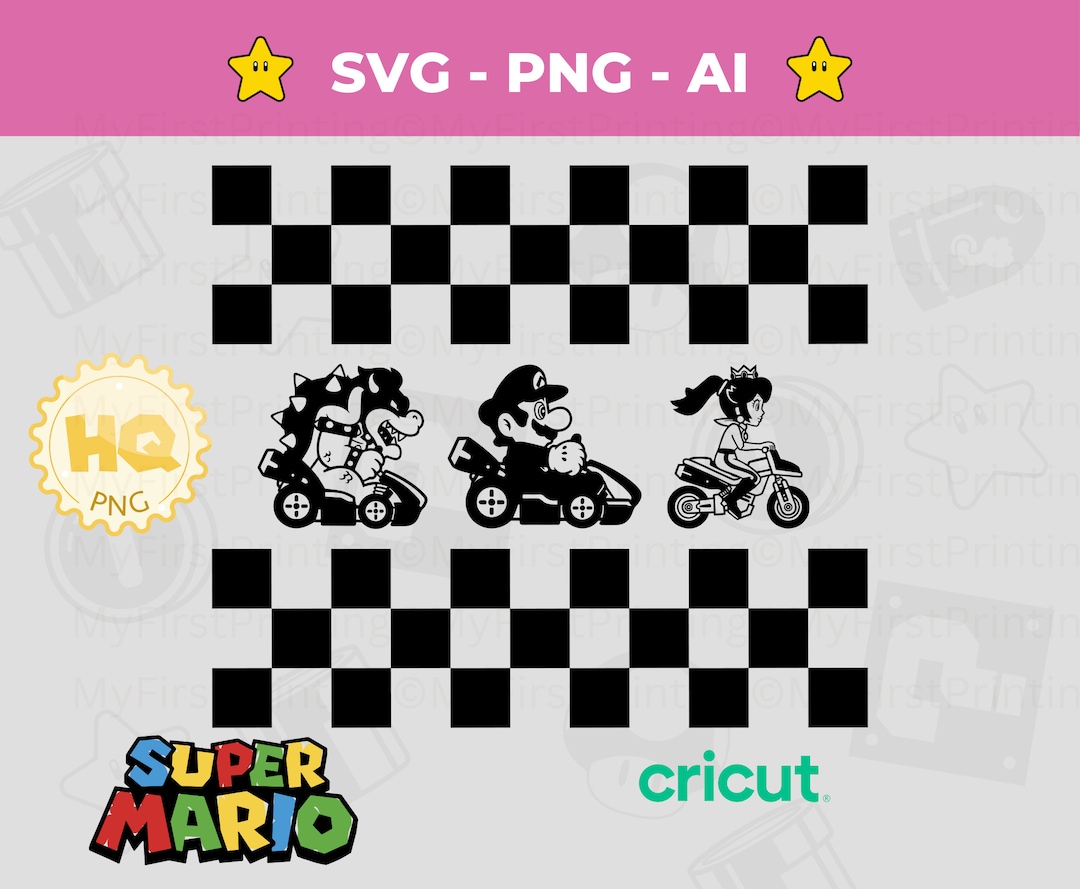 Mario Kart SVG Outline - Super Mario PNG - Mario Game Shirt - Vinyl ...