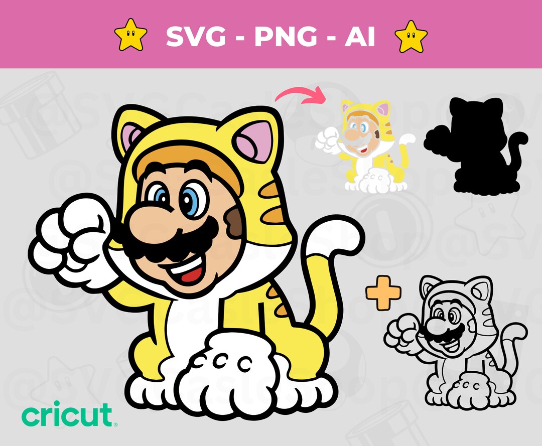 Super Mario Cat SVG: Cricut Cut File (digital Download) - Etsy
