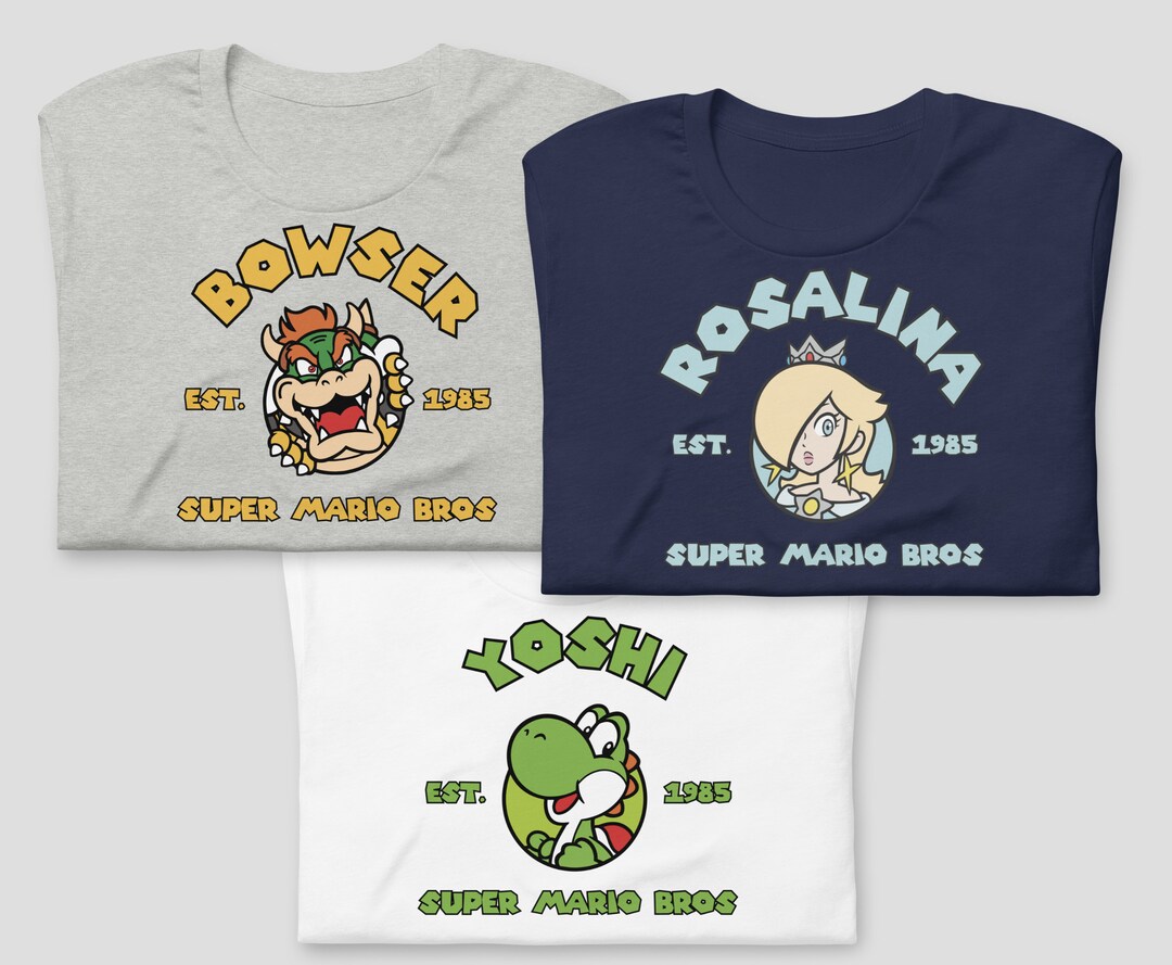 Super Mario SV, Bowser, Yoshi, and Rosalina, PNG Vector Instant Download, Mario Shirts, Mario ...