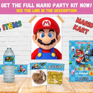 Custom Super Mario Thank You Round Stickers - Digital Birthday Party ...