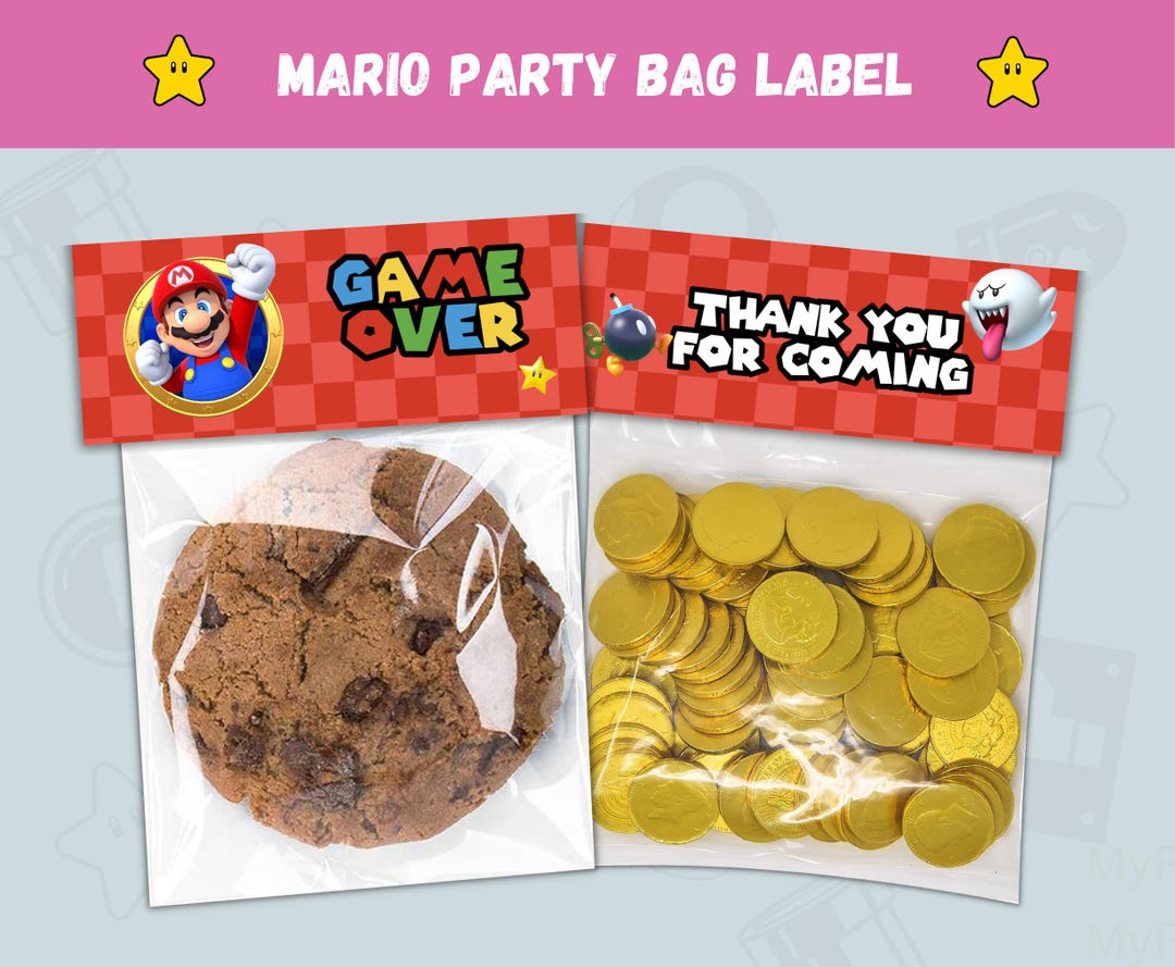 Printable Mario Party Treat Bag Label - Game Over Wrap Cookies and ...