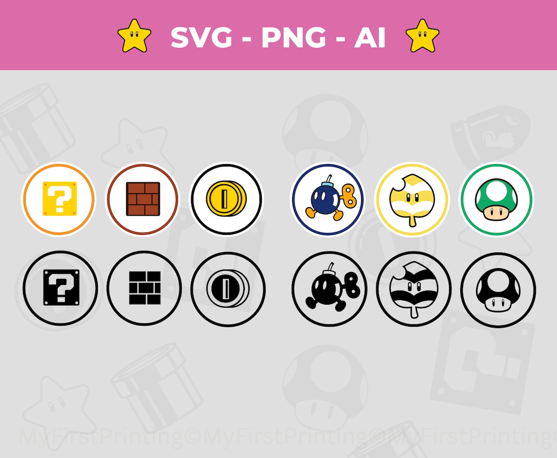 48 Mario Logos SVG Bundle - Craft Your Nintendo Wonderland - Instant ...