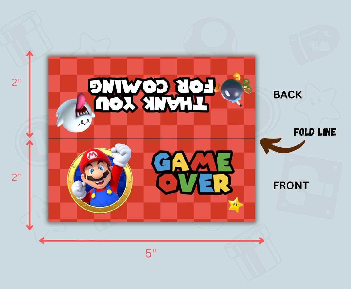Printable Mario Party Treat Bag Label - Game Over Wrap Cookies and ...