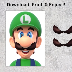 Pin the Moustache on Luigi Game for Kids - Birthday Party Activity Game ...