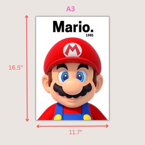 Digital Super Mario Bros Pack of 8, Wall Art Posters, Mario Room Decor ...