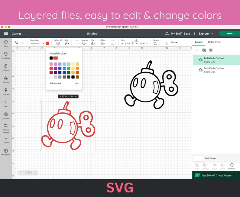 Bob-omb Outline SVG: Super Mario Cut File for Cricut (digital Download ...