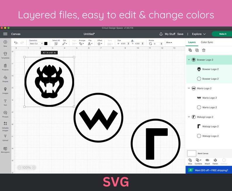 Bowser Wario & Waluigi Logo SVG Mario SVG Instant Download - Etsy Australia