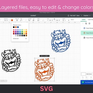 Digital Mario Bowser Vector Outline Cut File, Mario Character Instant ...