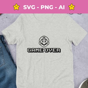 Retro Mario Game Over SVG: Cricut Cut File, T-shirt Design (digital ...