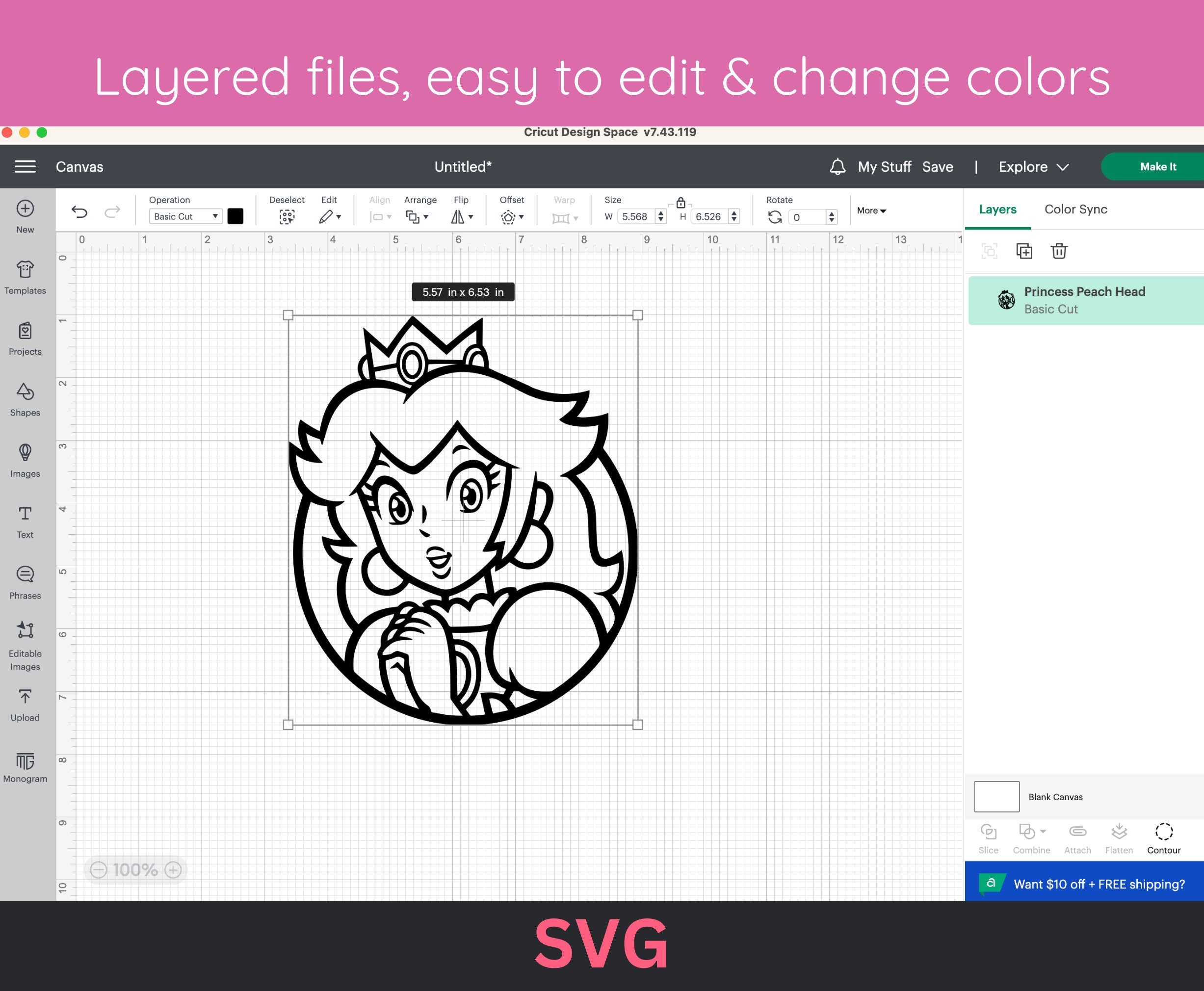 Princess Peach Outline SVG: Super Mario Cut File (digital Download) - Etsy