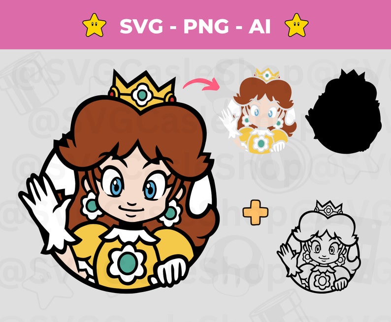 Princess Daisy SVG Super Mario PNG Mario Game Vinyl - Etsy UK