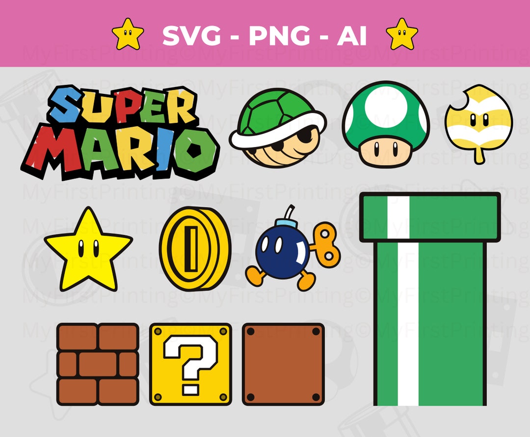 Digital Mario Vector Cut File SVG PNG Pack - Crafting Adventures for Kids With Cricut and ...