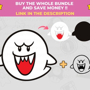 Super Mario Boo SVG: Ghost Silhouette, Nintendo Fan Art (digital ...