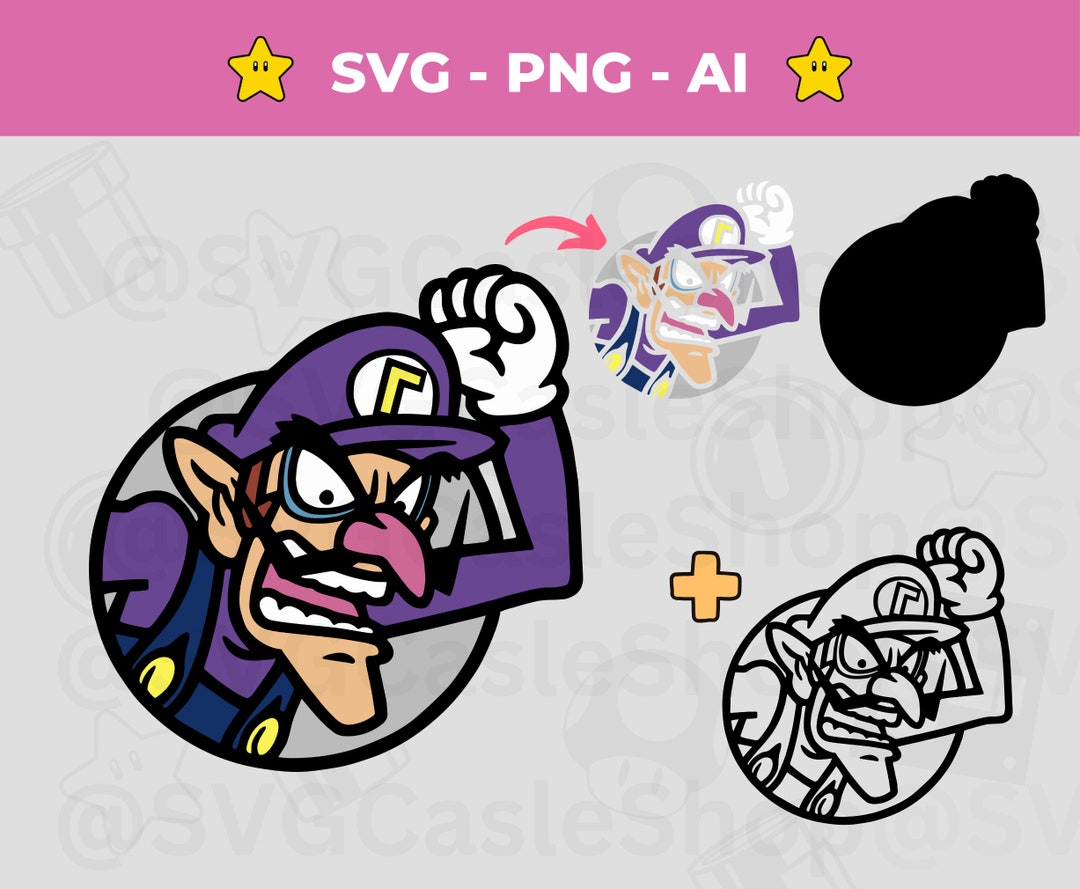 Waluigi SVG: Mario Character Cut File (digital Download) - Etsy