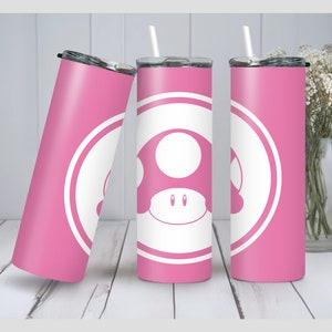 Toadette Logo PNG Tumbler Wrap, Instant Download, Pink Mushroom Super ...