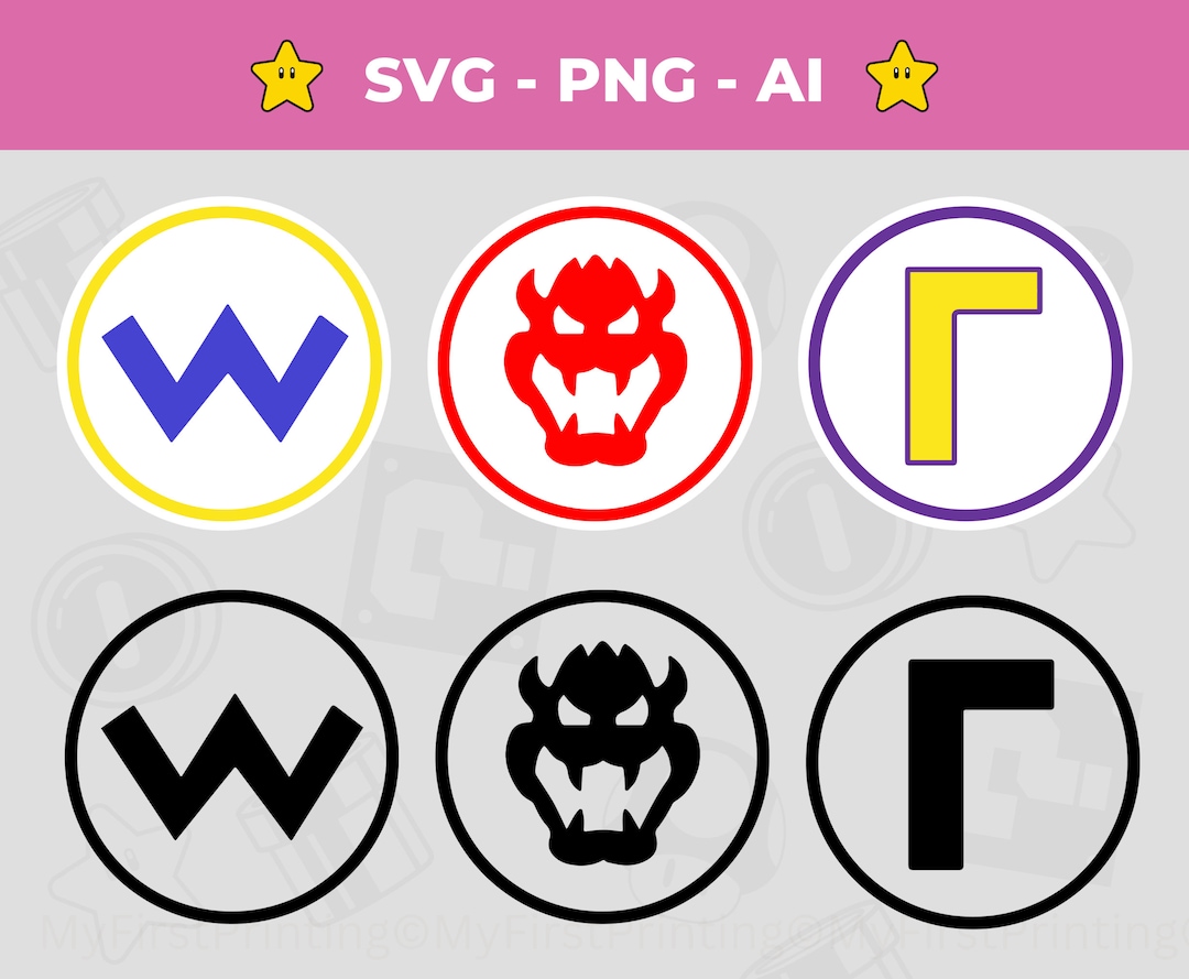 Bowser, Wario & Waluigi Logo SVG - Mario SVG Instant Download for ...