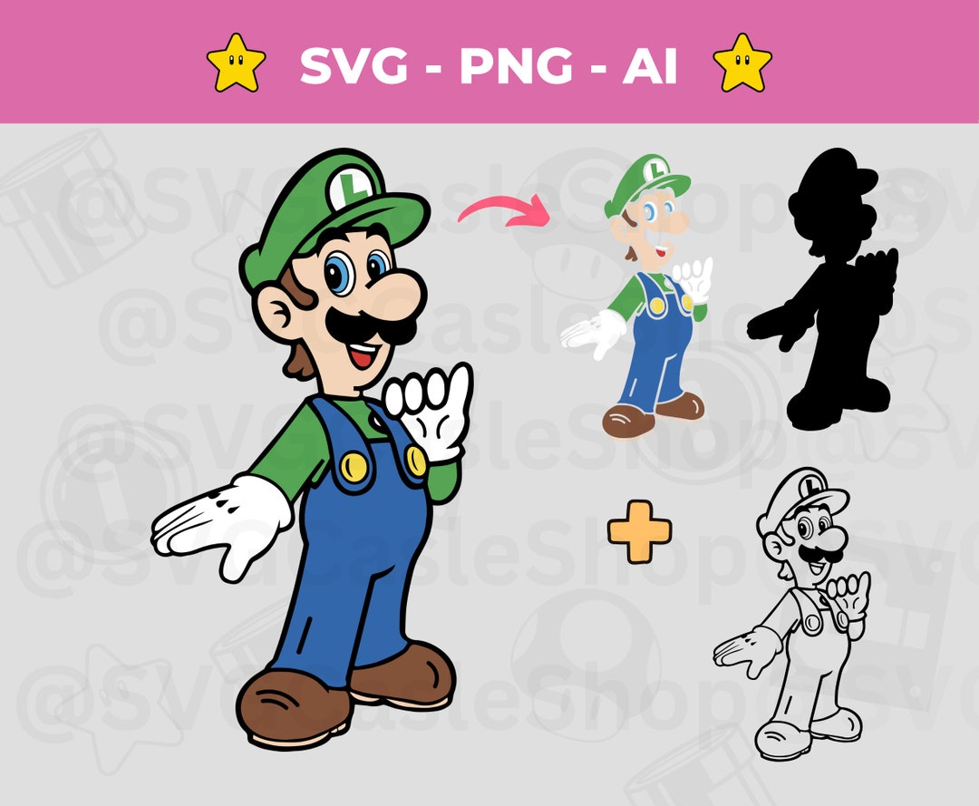 Digital Luigi SVG Mario Vector Cut File SVG PNG Crafting Adventures for ...