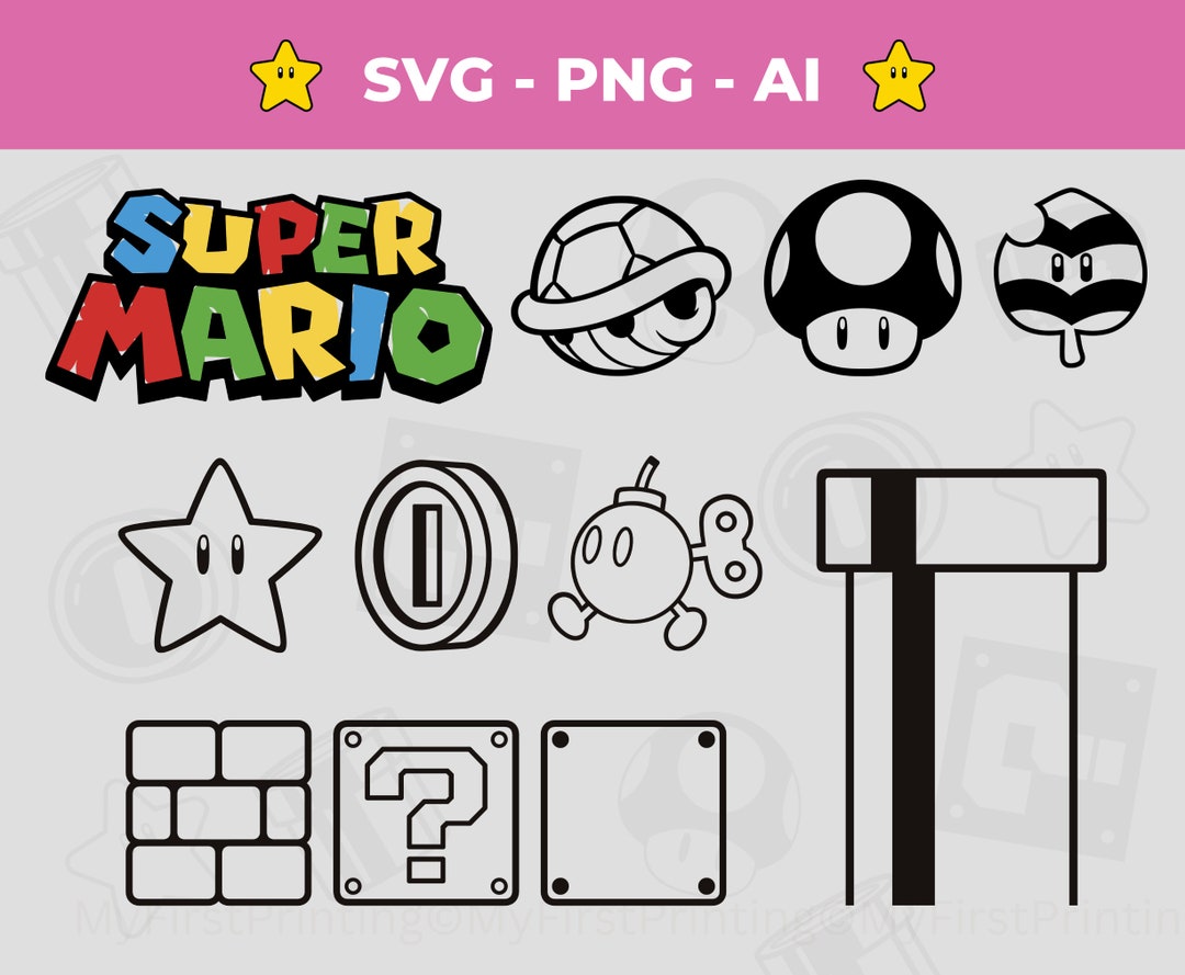 Mario SVG Pack: Cricut & Silhouette Cut Files (digital Download) - Etsy