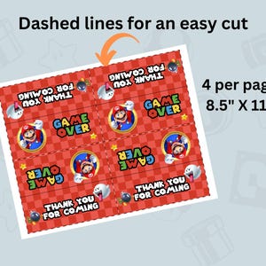 Printable Mario Party Treat Bag Label - Game Over Wrap Cookies and ...