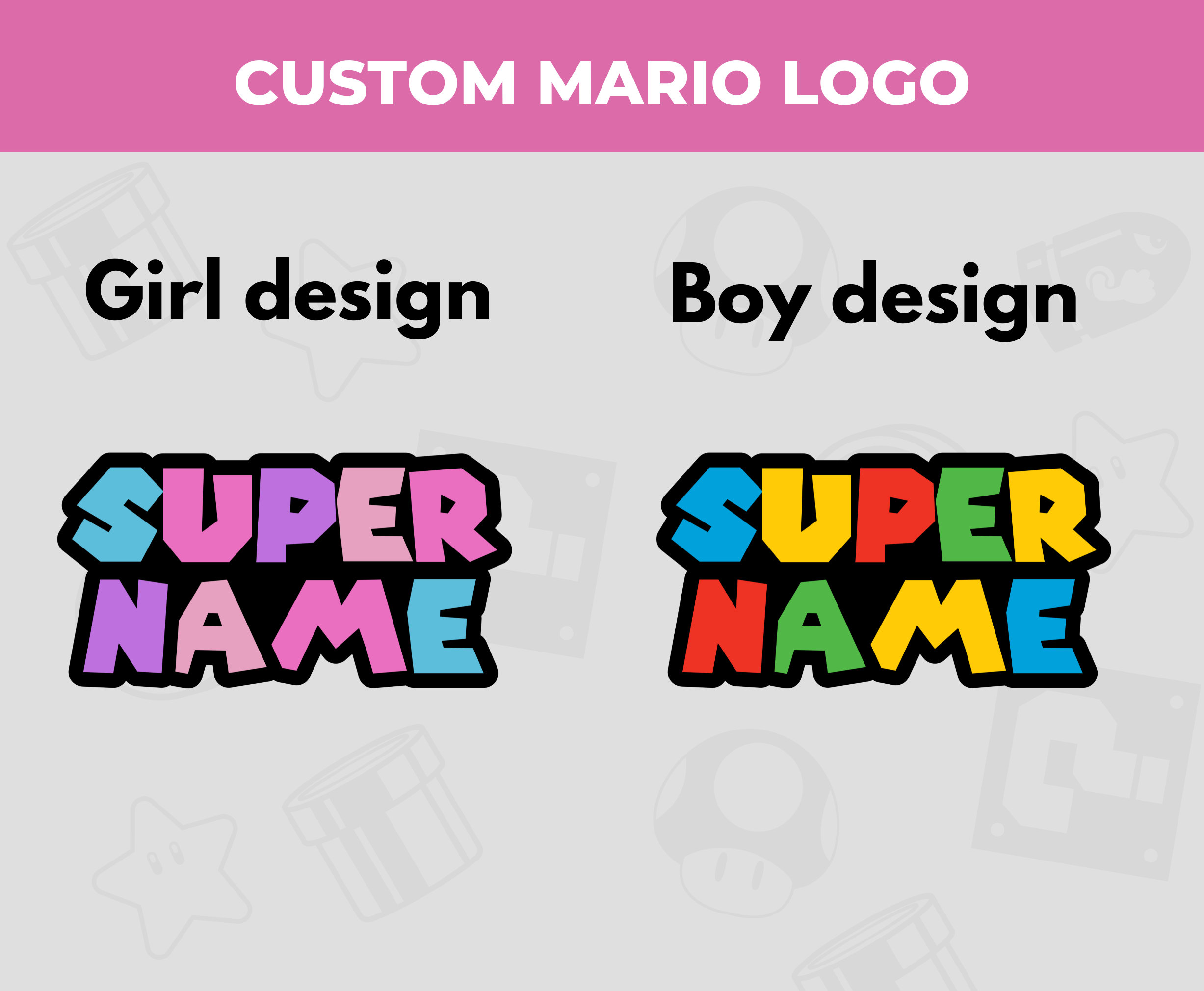 Custom Mario Font Name Logo: Birthday Party SVG, PNG (digital Download ...
