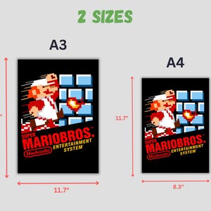 Retro Super Mario Bros 1 Art Print - PNG Digital Video Game Print ...