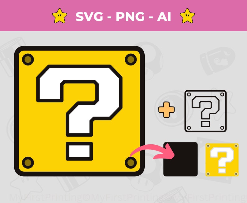 Mario Question Block SVG: Vector Cut Files (digital Download) - Etsy