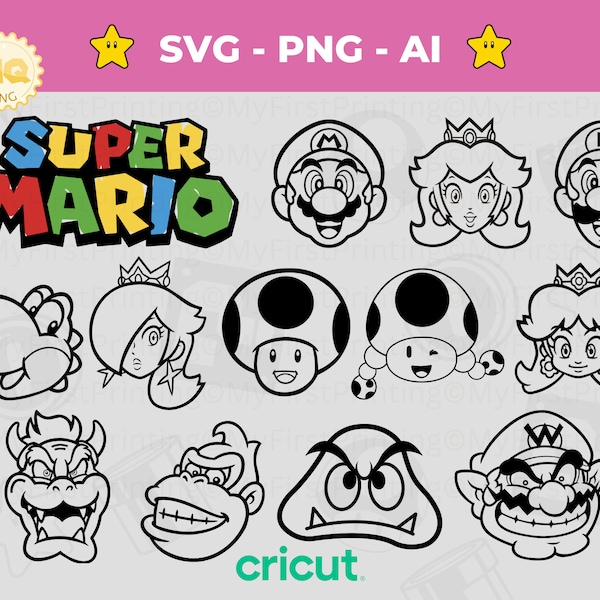 Face on Mario Svg - Etsy