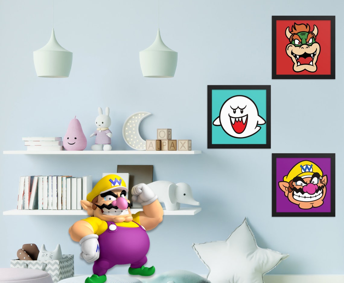 Mario Enemies Trio Poster: Bowser, Wario, Boo (digital Download) - Etsy