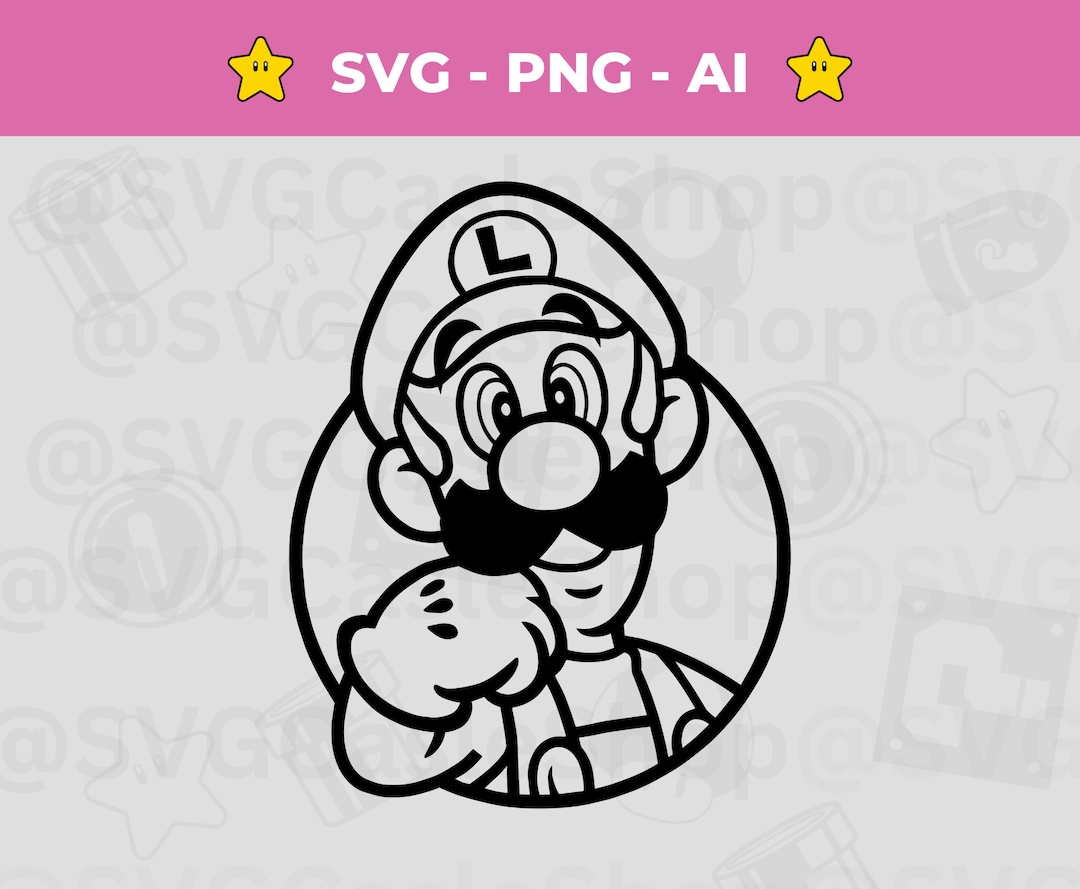 Digital Luigi Design Outline SVG Cut File Vector Instant - Etsy